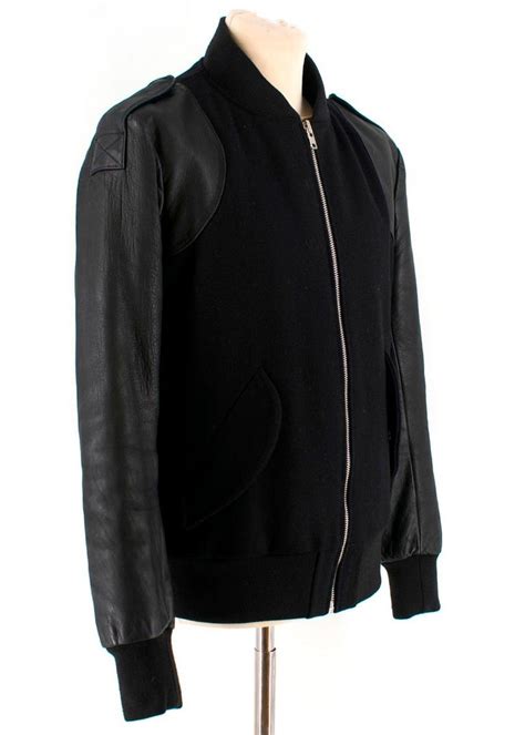 Sandro Black Leather Sleeve Bomber Jacket For Sale At 1stdibs