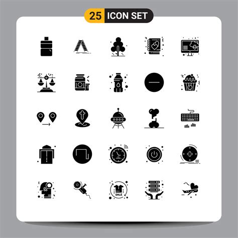 Pictogram Set of 25 Simple Solid Glyphs of choice computer spring cloud notebook Editable Vector ...