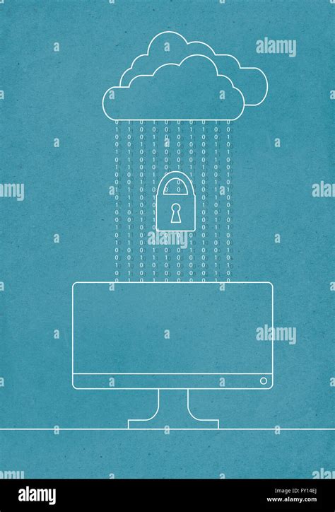 Cloud Connected To Computer With Lock Stock Photo Alamy