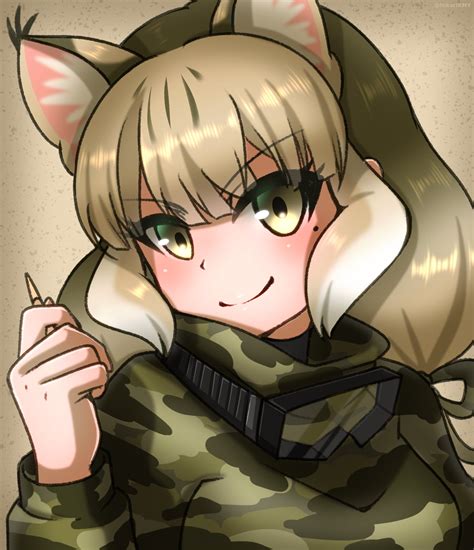 Safebooru 1girl Animal Ears Bullet Camouflage Cat Ears Closed Mouth