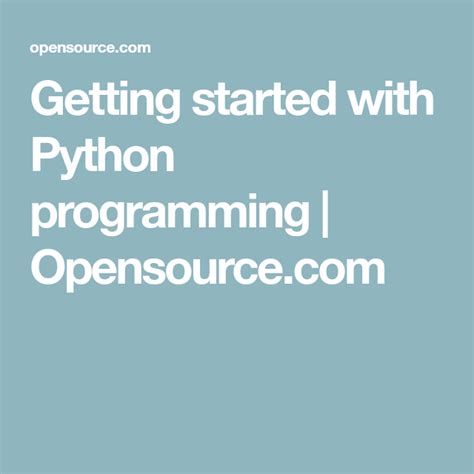 Getting Started With Python Programming Introduction