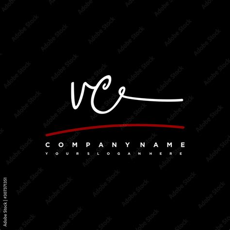 Vc Signature Initials Handwritten Logo Vector Template With Red