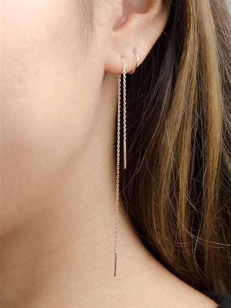 Threader Earrings Gold Chain Dangle Edgy Earrings Cartilage Earrings