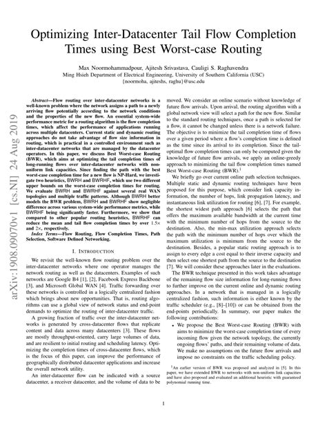 Pdf Optimizing Inter Datacenter Tail Flow Completion Times Using Best Worst Case Routing