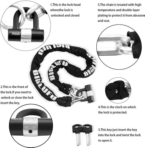 Biglufu Motorcycle Chain Locks Heavy Duty Security Bike Lock Chains