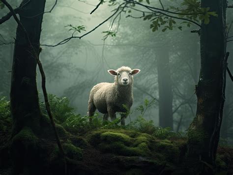 Premium Ai Image Cute Small Sheep Lost In The Forest Parable Of Lost