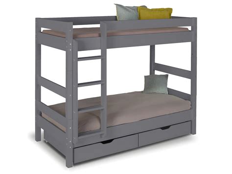 Pack lit superposé séparable avec 2 matelas Aaron Anthracite 90x190 cm