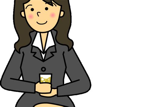 グラスを持つ女性のイラスト02（右側に足を投げ出すブラックのスーツの女性）【】 テンプレート・フリーbiz
