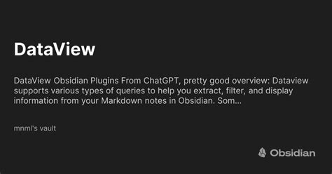dataview mnml s vault obsidian publish