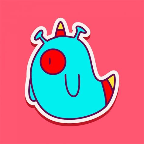 귀여운 몬스터 캐릭터 낙서 디자인 프리미엄 벡터