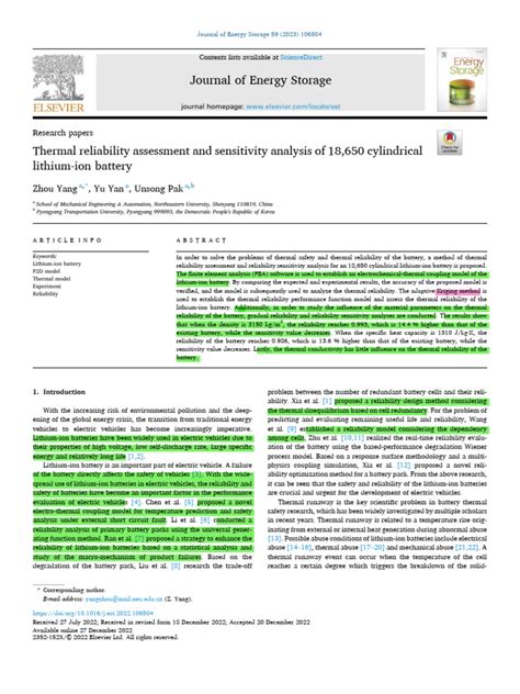 1 thermal reliability assessment and sensitivity analysis 2023