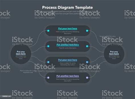 Simple Business Diagram Template With Four Stages Dark Version向量圖形及更多信息