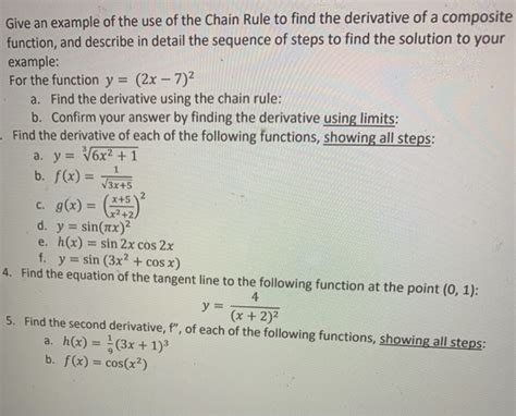 Solved Give An Example Of The Use Of The Chain Rule To Find Chegg Com