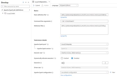 Definitions Created Using Az Synapse Spark Job Definition Create Do