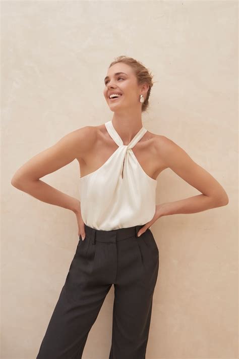 Ivory Bodysuit Satin Bodysuit Halter Bodysuit Lulus