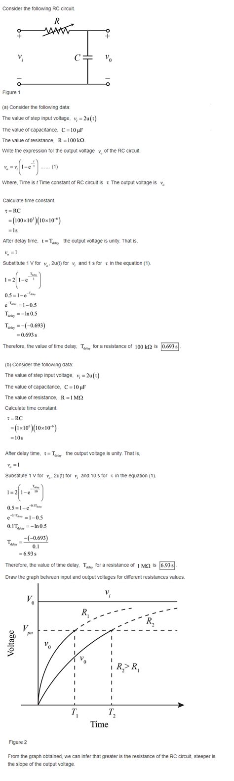 Solved An RC Circuit To Produce Time Delay Is Shown In Figure 1 For A Course Hero