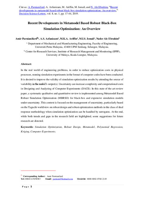 pdf recent developments in metamodel based robust black box