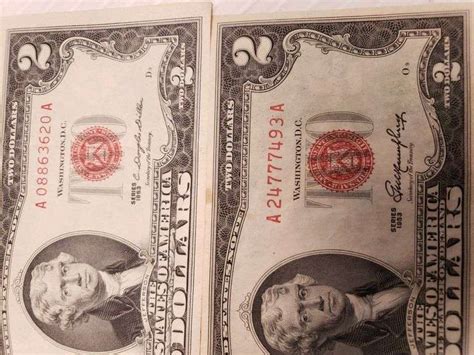 2 Red Seal Two Dollar 2 Bills 1953 1963 Trice Auctions