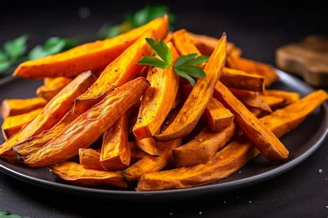 A Plate Of Crispy Sweet Potato Fries Premium Ai Generated Image