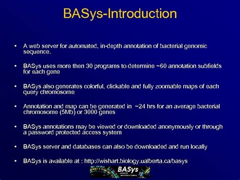 Basys A Web Server For Automated Bacterial Annotation