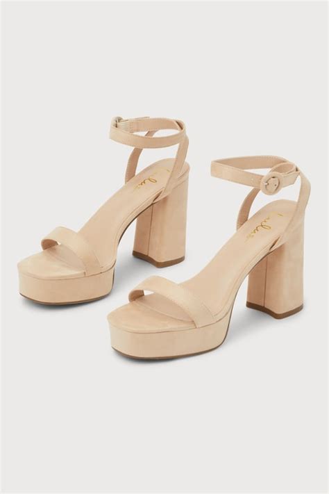 Light Nude Ankle Strap Heels High Heel Sandals Suede Heels Lulus