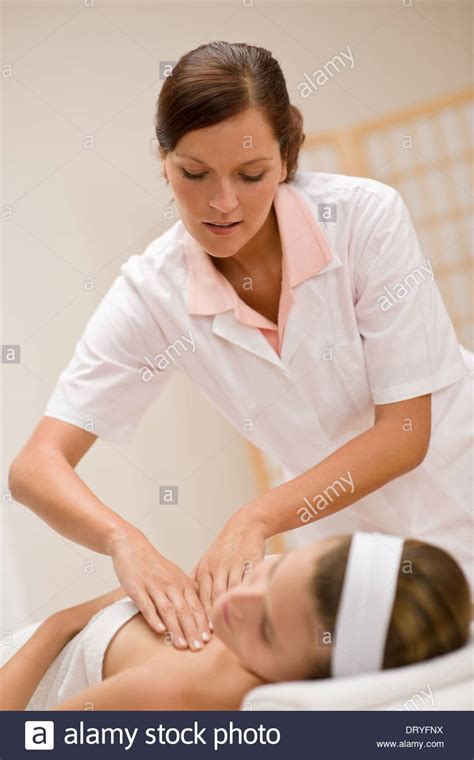 Woman Cleavage Massage Hi Res Stock Photography And Images Alamy