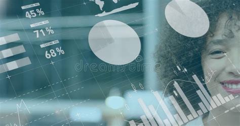 Animation Of Infographic Interface Over Cropped Portrait Of Smiling