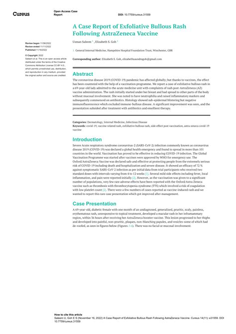 Pdf A Case Report Of Exfoliative Bullous Rash Following Astrazeneca