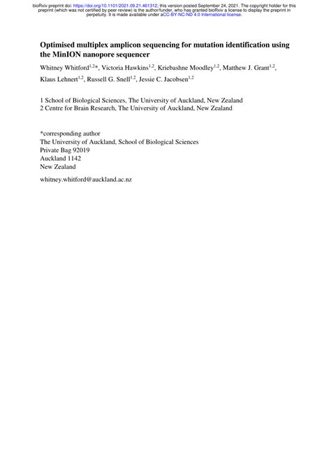Pdf Optimised Multiplex Amplicon Sequencing For Mutation