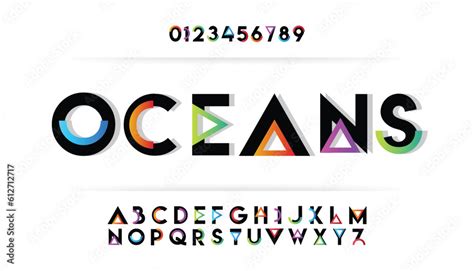 Oceans Modern Colored Font For Logo On White Background Colorful