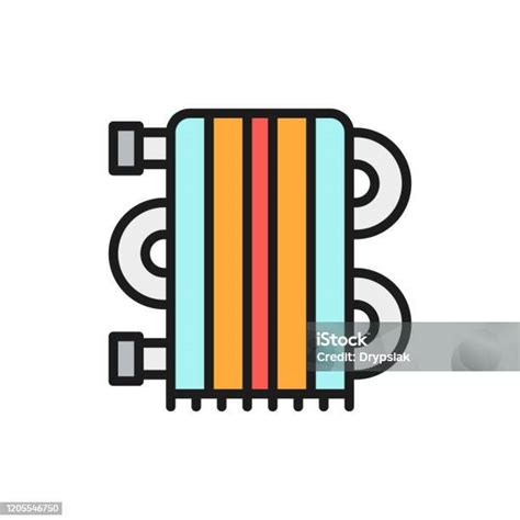 加熱散熱器加熱器平面顏色線圖示在白色背景上隔離向量圖形及更多乾淨圖片 乾淨 住宅建築 修理 Istock