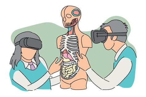 현대 학습 생물학 평면 벡터 일러스트 레이 션 디자인의 Vr 개념으로 인체 내 학생 학습 호흡 시스템 프리미엄 벡터