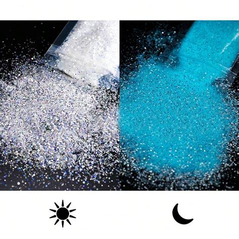 2Box Blue White Light Luminous Nail Powder Glow In The Dark Pigment