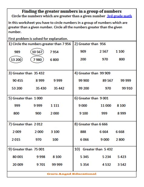 Number Greater And Smaller Free Printable Worksheets Worksheetfun