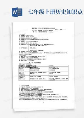 最新人教版七年级上册中国历史知识点总结归纳 全册 必考Word模板下载 编号qgbgkexz 熊猫办公