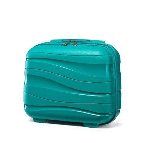 Kono 14 Inch Lightweight Polypropylene Hard Shell Vanity Case Blue