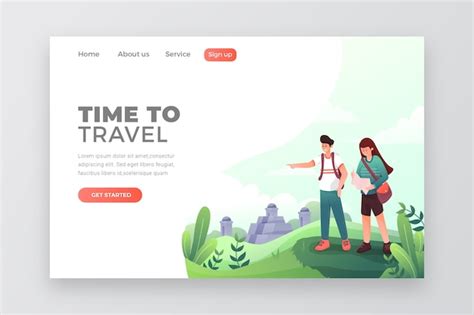 여행 방문 페이지 템플릿 무료 벡터