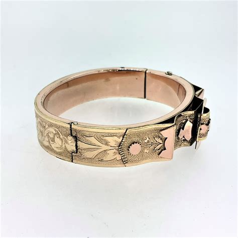 Vintage Gold Filled Victorian Rose Gold Bangle Cuff Bracelet