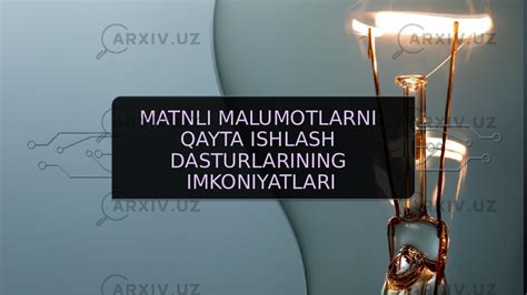 Matnli Malumotlarni Qayta Ishlash Dasturlarining Imkoniyatlari Informatika Va AT Slaydlar