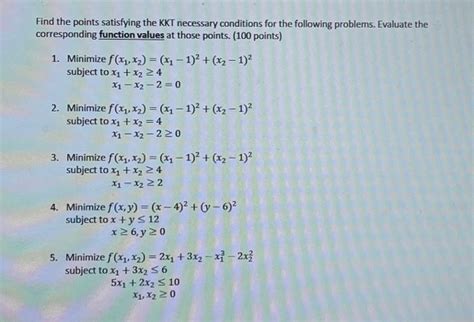 Solved Find The Points Satisfying The Kkt Necessary