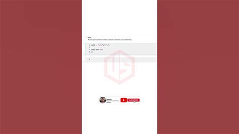 Python Küme Metotları Add Coding Programming Python Youtube