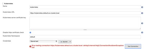 Jenkins Kubernetes Plugin Return Connectionshutdownexception Stack