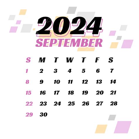 Design Transparente De Calendário De Setembro De 2024 Vetor PNG