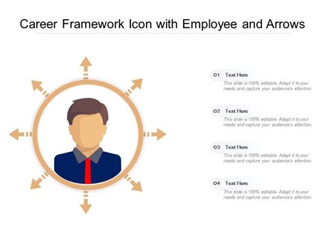Career Framework Icon With Employee And Arrows Powerpoint Slide