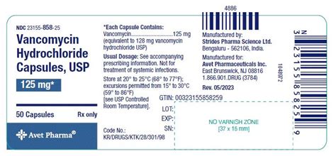 Vancomycin Capsules Package Insert