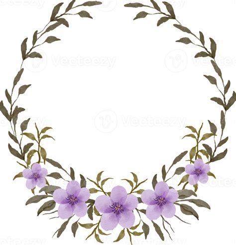 Beautiful Watercolor Flower Wreath 21429904 Png