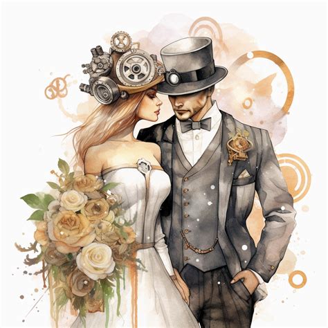 Il Y A Un Dessin Dun Homme Et Dune Femme Habillés En Tenue De Soirée