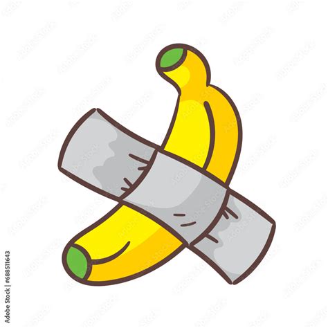 Banana Art With Duct Tape On The Wall Cartoon Vector Illustration