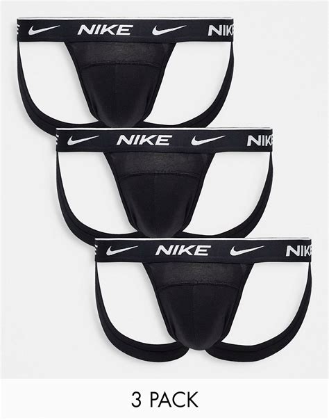 Nike 드라이핏 에센셜 코튼 스트레치 3 팩 Jock 스트랩 블랙 페칭