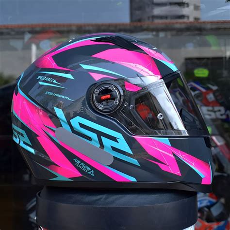 Capacete Original Ls2 Ff358 Draze Cinza Verde Rosa Motobr